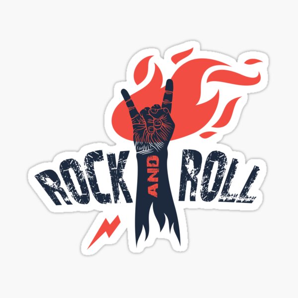 "Rock and roll red fire" Sticker for Sale by klimov0101 | Redbubble