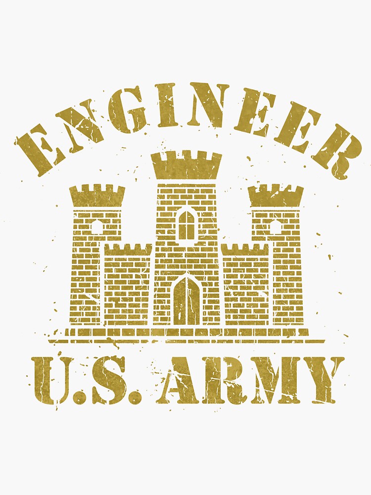 "Army Engineer Vintage Gold Emblem" Sticker for Sale by Royal-Elite ...