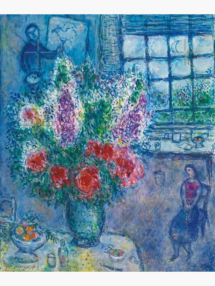"Bouquet with flying lovers classic artwork by marc chagall " Sticker ...