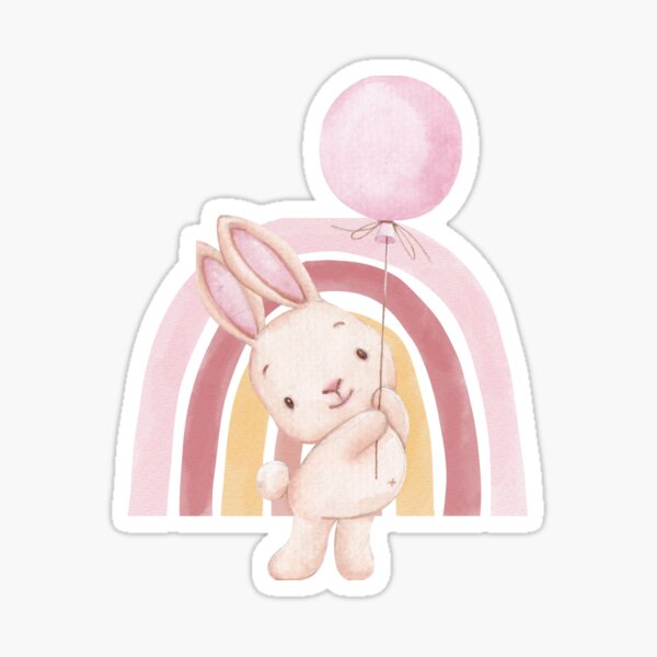 "Baby Bunny Balloon Rainbow" Sticker for Sale by onlythecuties | Redbubble