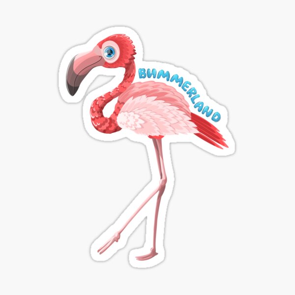 "Cute Hot Pink Flamingo Ajr Bummerland Music Band Cartoon" Sticker for ...