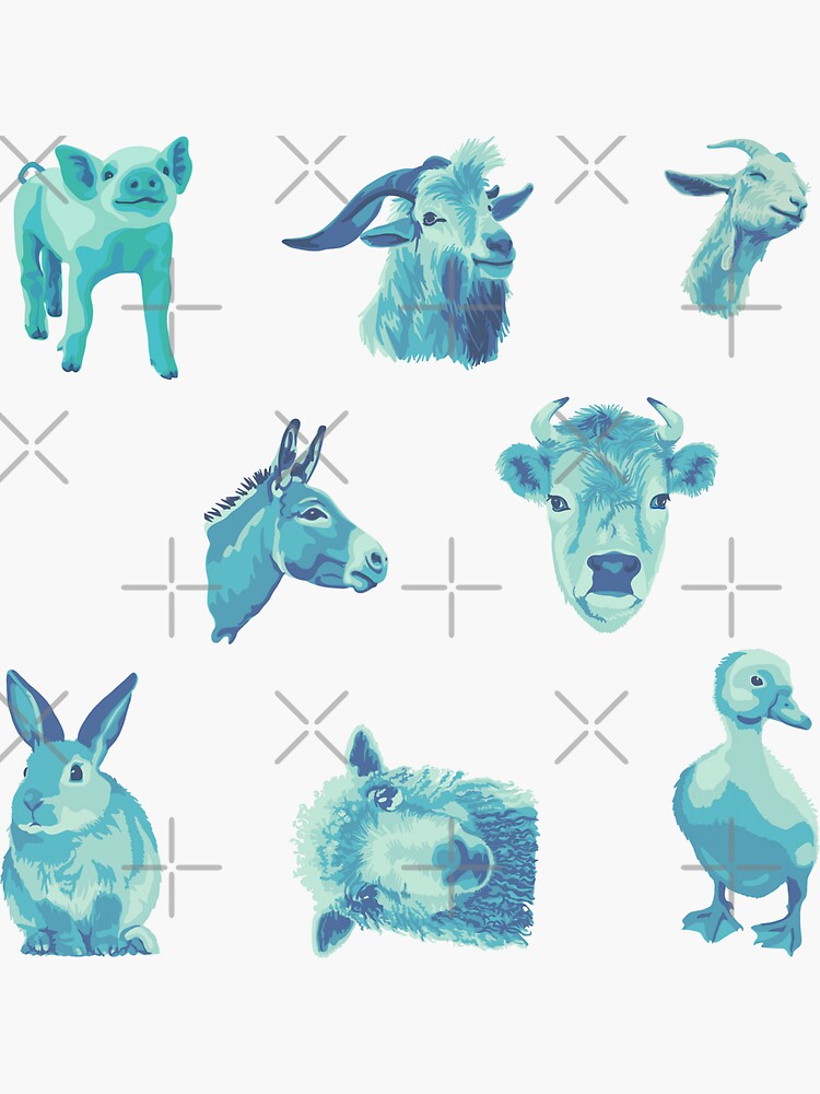 "Turquoise Animals Sticker Pack and All Over Print" Sticker for Sale by ...