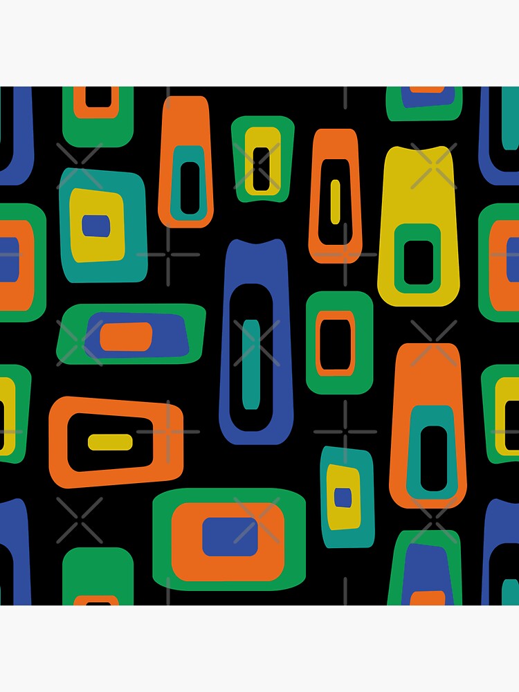 "Mid-Century Modern Colorful Lozenge Pattern No.1 Orange, Blue, Yellow ...