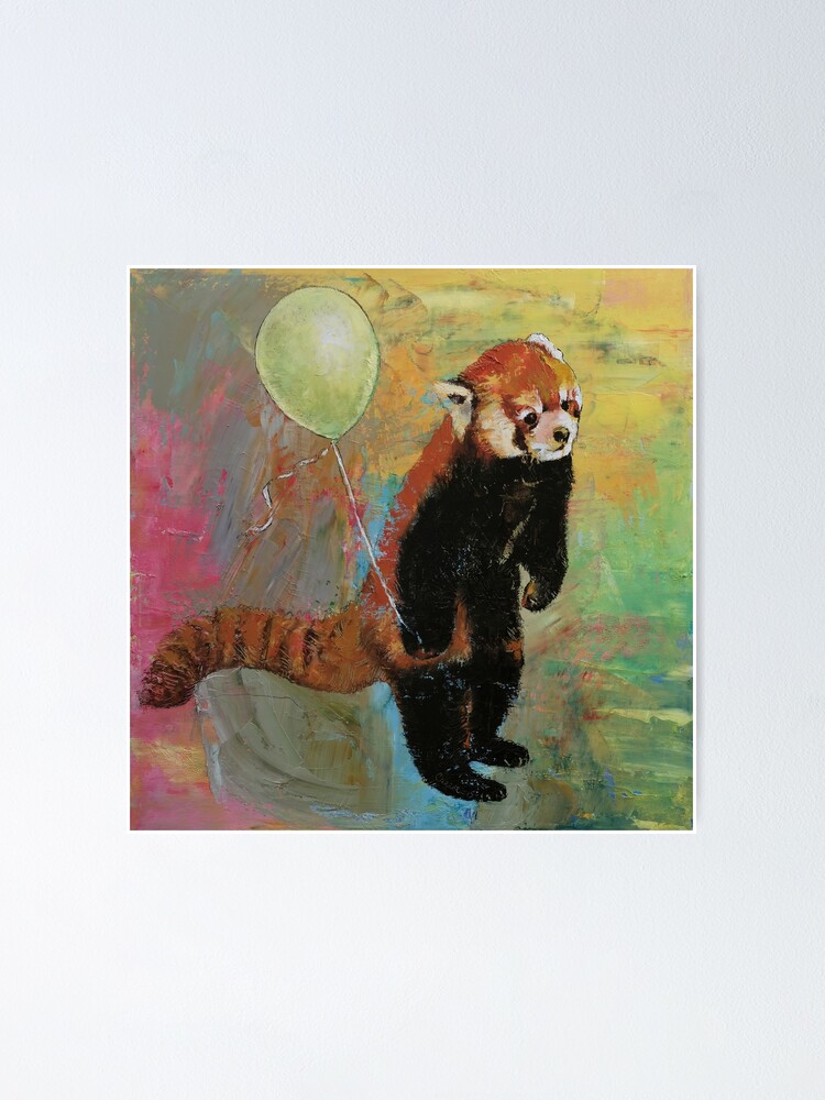 "Red Panda Balloon" Poster by michaelcreese | Redbubble
