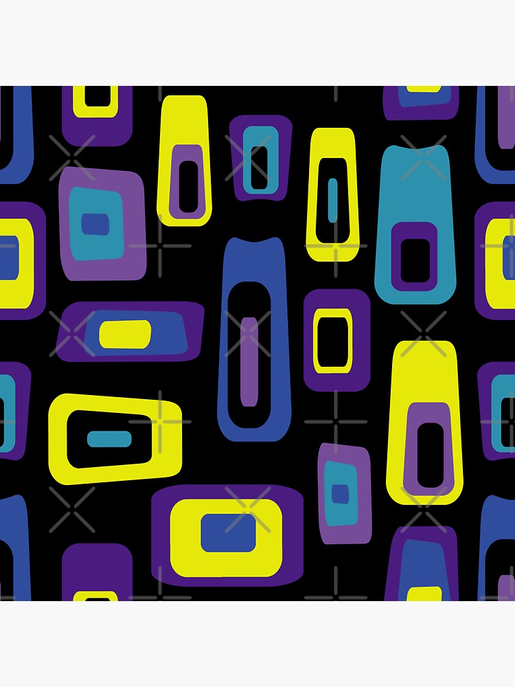 "Mid-Century Modern Colorful Lozenge Pattern No.1 Purple, Yellow, Blue ...