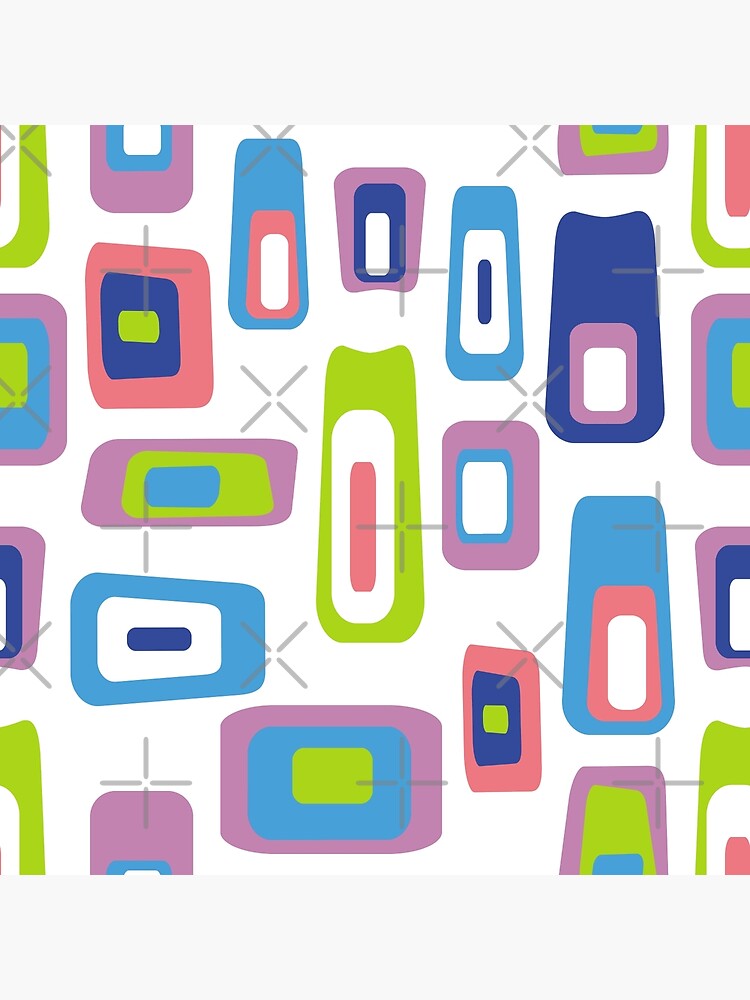 "Mid-Century Modern Colorful Lozenge Pattern No.1 Pink, Blue, Green ...
