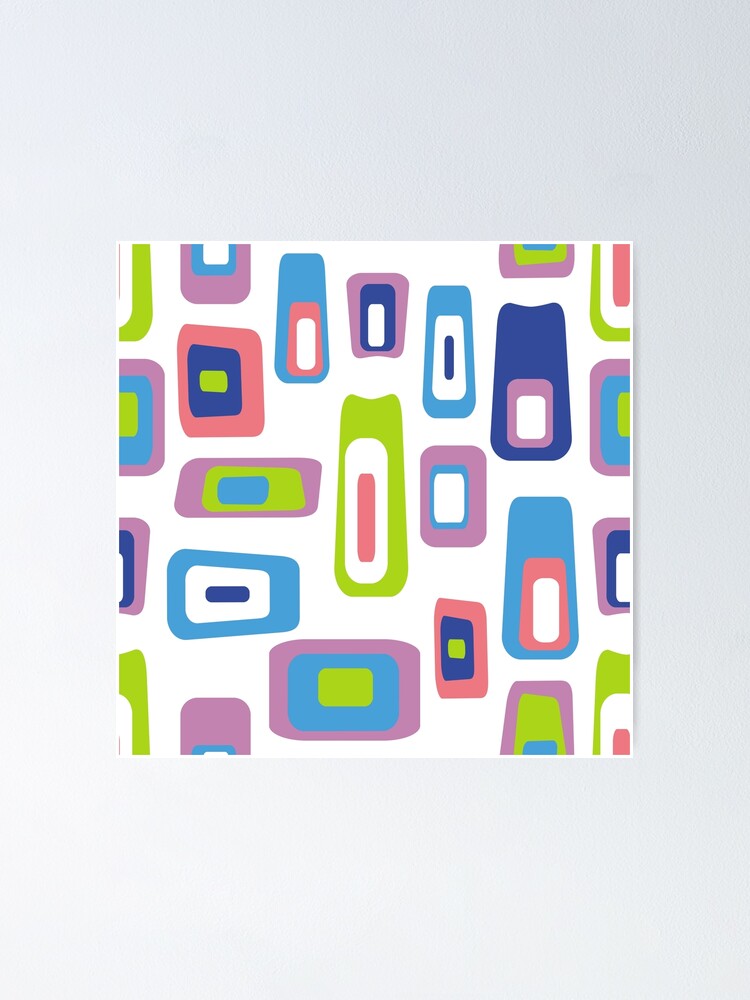"Mid-Century Modern Colorful Lozenge Pattern No.1 Pink, Blue, Green ...