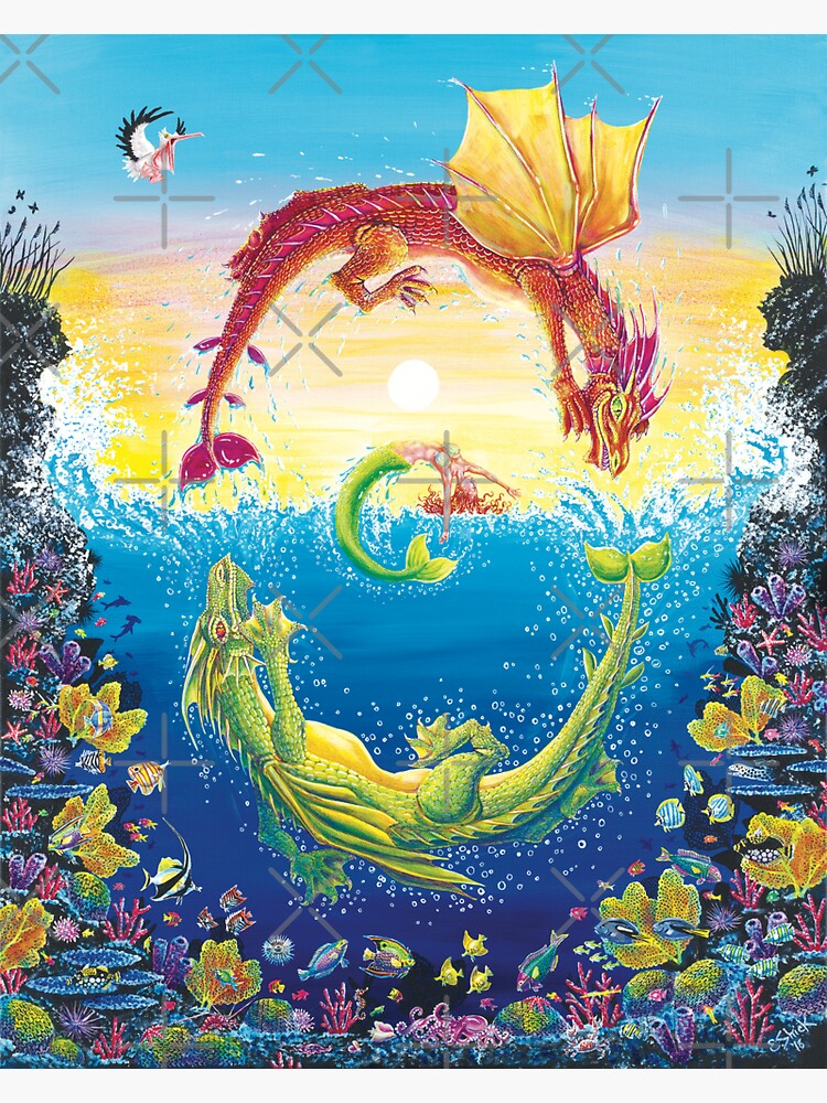 "Swimming Dragons" Sticker for Sale by L1zard- | Redbubble