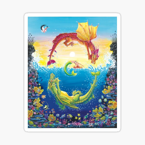 "Swimming Dragons" Sticker for Sale by L1zard- | Redbubble