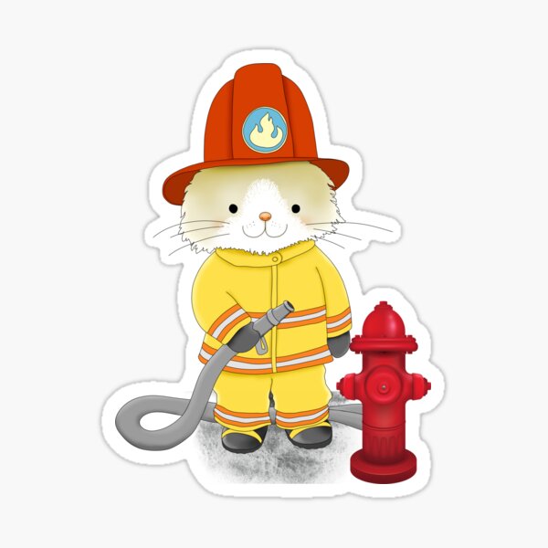 "Cute Firefighter Cat" Sticker for Sale by onlythecuties | Redbubble
