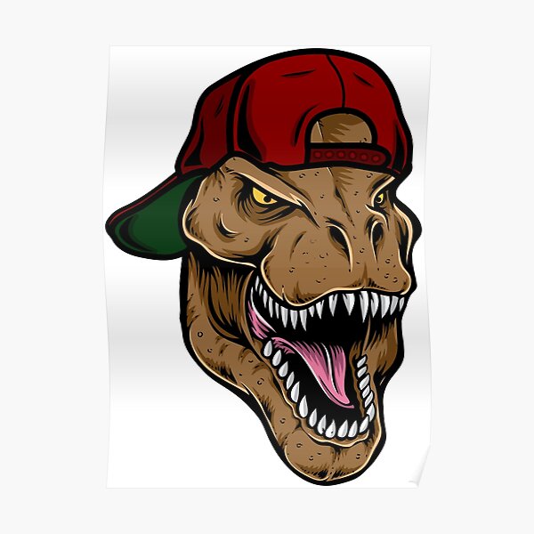 "T-Rex wearing red backwards cap" Poster for Sale by Donovanolson ...