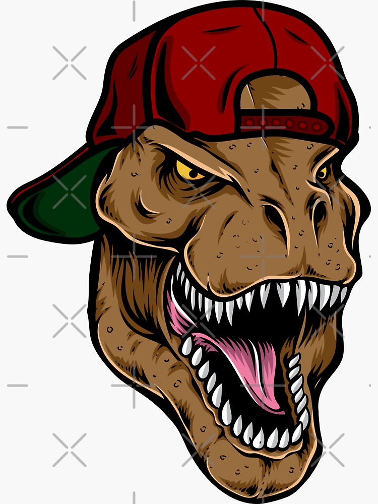 "T-Rex wearing red backwards cap" Sticker for Sale by Donovanolson ...