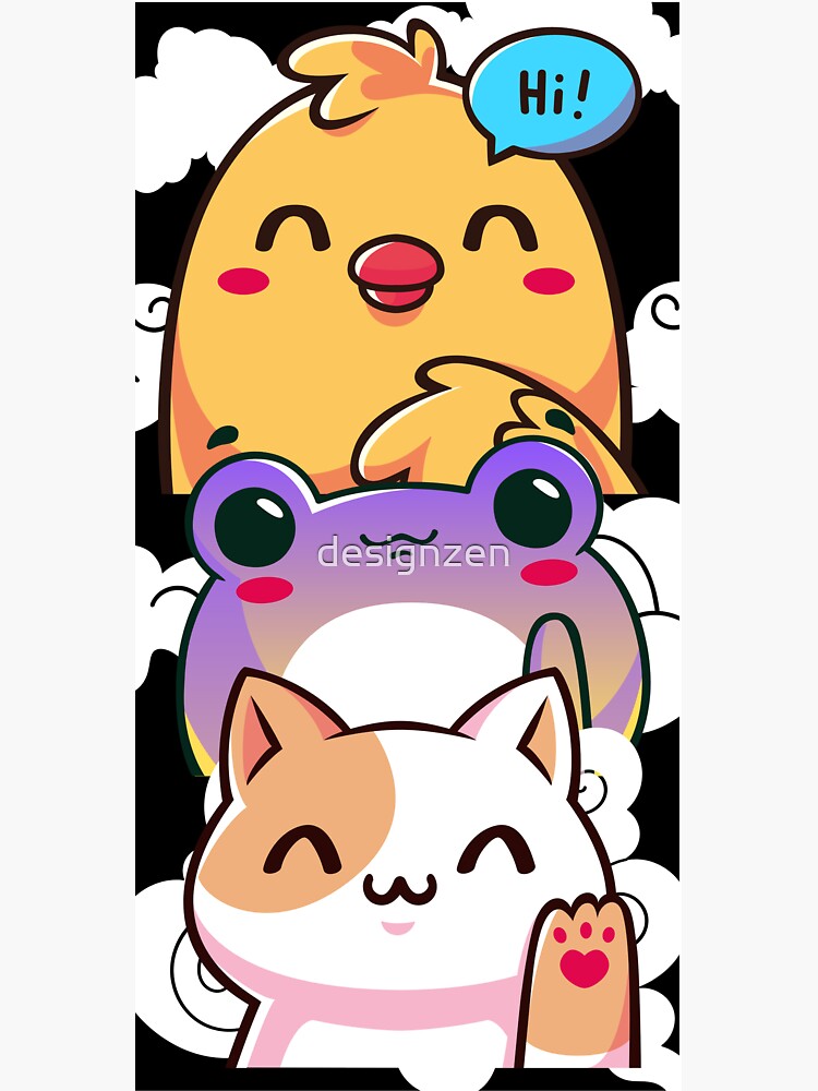 "cute animals saying hi" Sticker for Sale by designzen | Redbubble