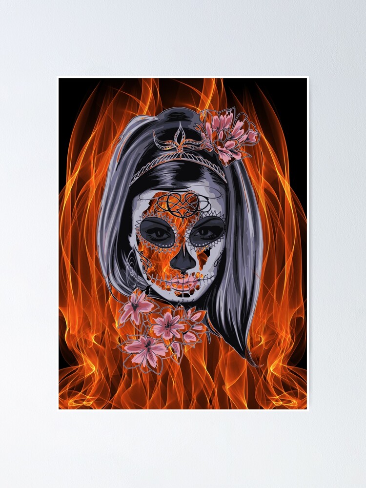"Flaming Gothic Face" Poster for Sale by KingKongBrody | Redbubble