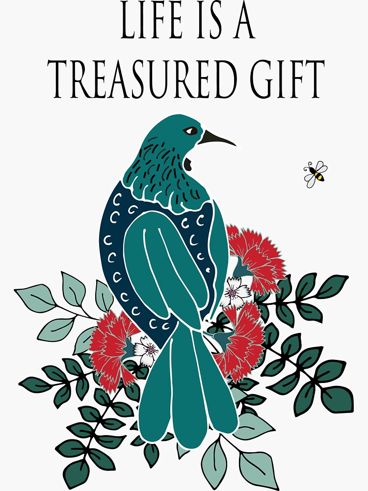 "New Zealand Tui Bird-Life is a treasured gift" Sticker for Sale by ...