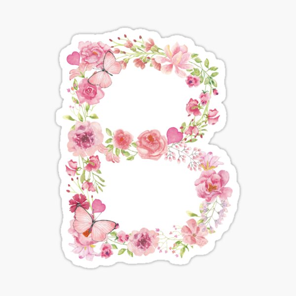 "Pastel Pink Watercolor Flower Monogram Letter B" Sticker for Sale by ...