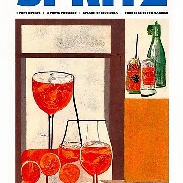 "Retro Classic Spritz Poster Drinks at Home Homebar, Kitchen Bar Prints ...