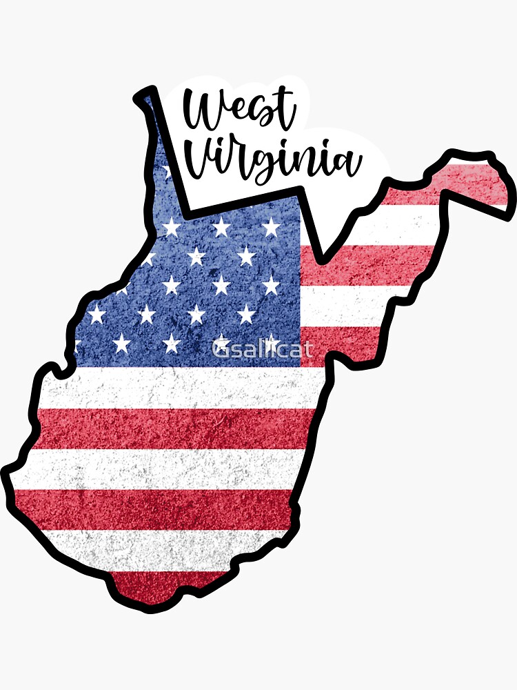 "West Virginia State Outline with Patriotic USA American Flag" Sticker ...