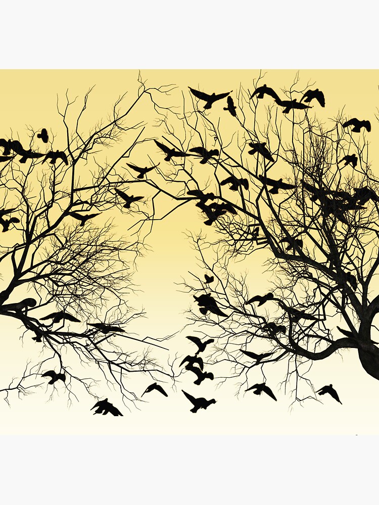 "Crow flock " Sticker by ValentinaHramov | Redbubble