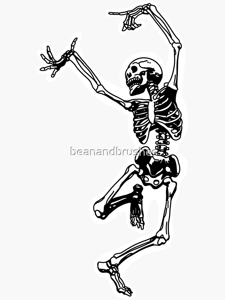 "Dancing skeleton" Sticker for Sale by beanandbrushes | Redbubble