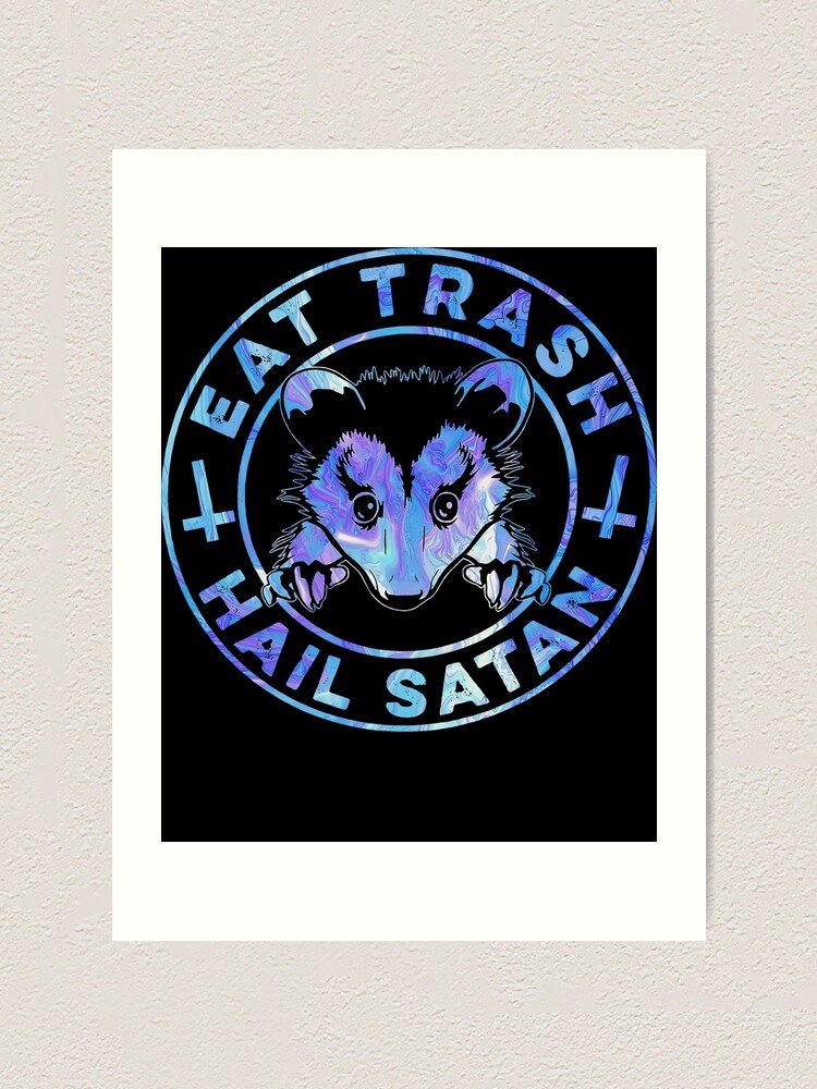 "Opossum Eat Trash Hail Satan Raccoon Pentagram Satanic" Art Print for ...