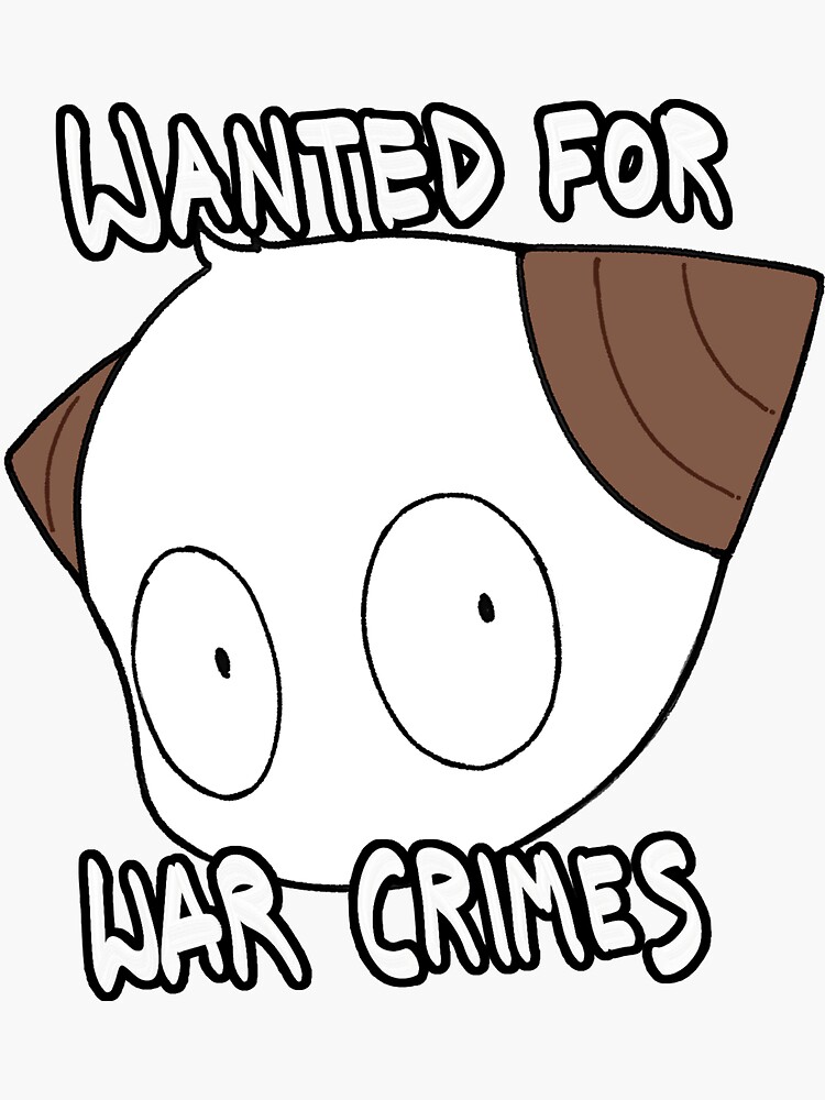 "wanted for war crimes" Sticker for Sale by noxmillion | Redbubble