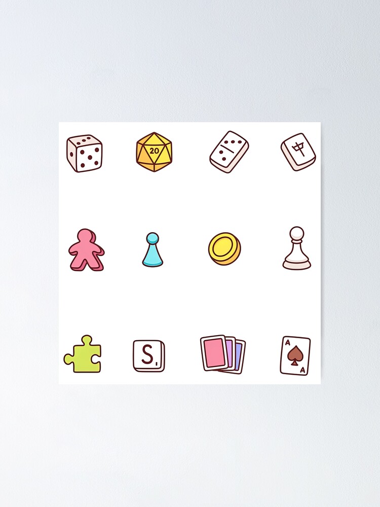 "Board game Sticker Pack, Board games" Poster for Sale by graphic-genie ...