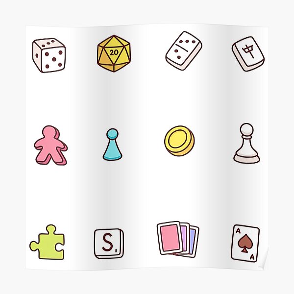 "Board game Sticker Pack, Board games" Poster for Sale by graphic-genie ...