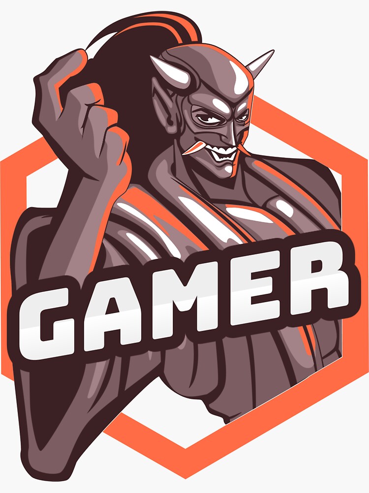 "Gamer with Fighting Smiley Demon" Sticker for Sale by PRIVARSHU ...