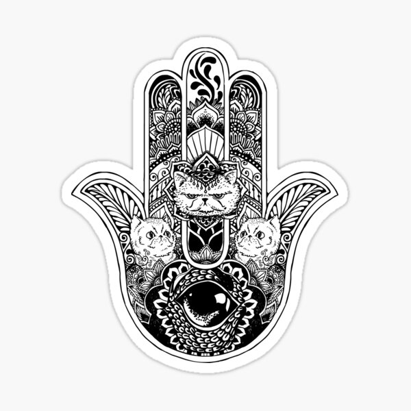 "Hamsa Hand Persian Cat" Sticker by Huebucket | Redbubble