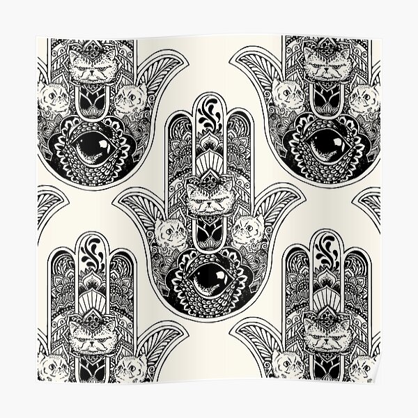 "Hamsa Hand Persian Cat" Poster for Sale by Huebucket | Redbubble