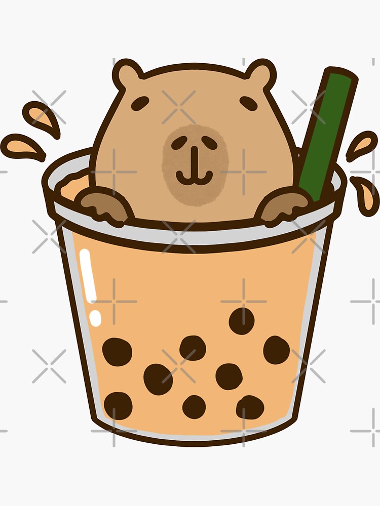 "Capybara in a boba tea" Sticker for Sale by picopang | Redbubble