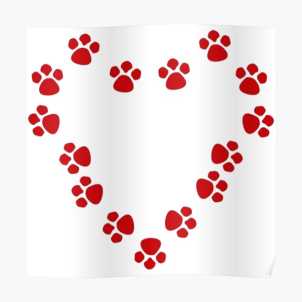 Póster «Corazón rojo hecho de patas de animales - amor animal» de ...