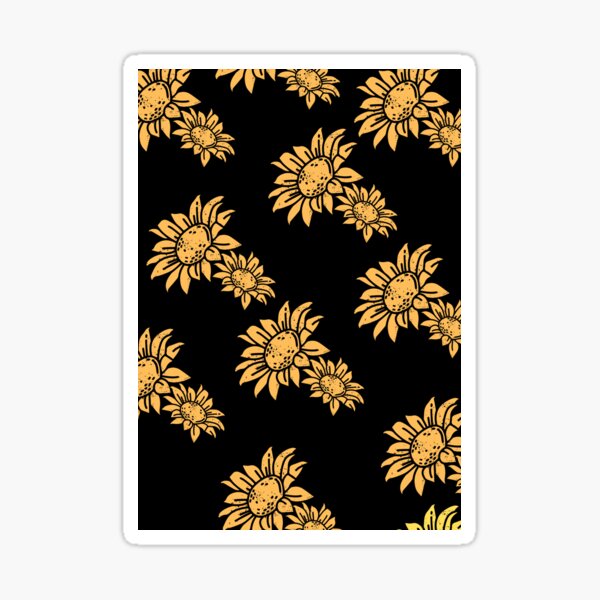 "Yellow sunflower design in black background" Sticker for Sale by ...