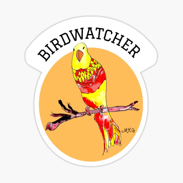 "Birdwatcher Tropical Hand-Drawn Parrot" Sticker for Sale by ...