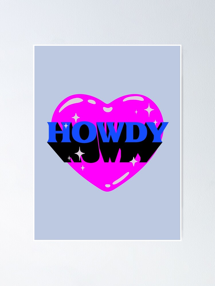 "HOWDY IHR | HOWDY Y'ALL Retrovawe Space Blue Pink Neon Cowgirl Herz ...