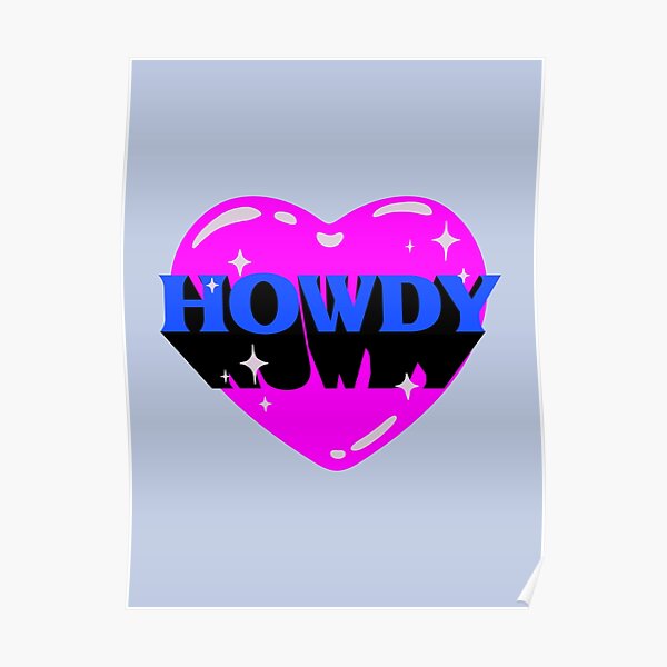 "HOWDY YALL | HOWDY Y'ALL Retrovawe Space Blue Pink Neon Cowgirl Heart ...
