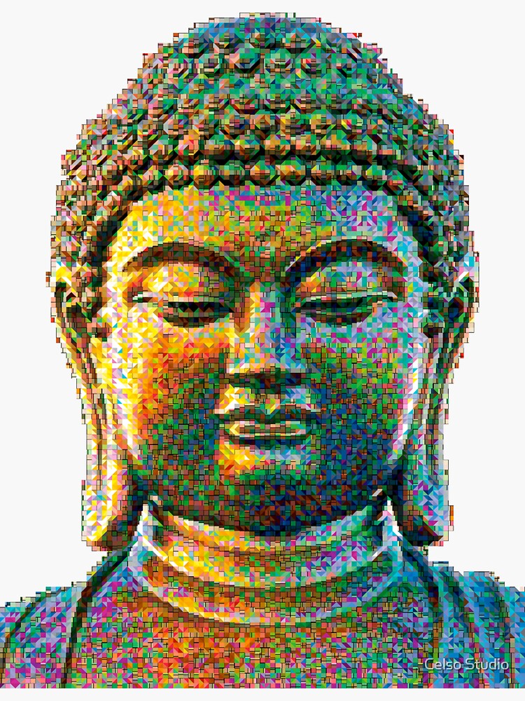 "Colorful Buddha face" Sticker by celsomaria | Redbubble