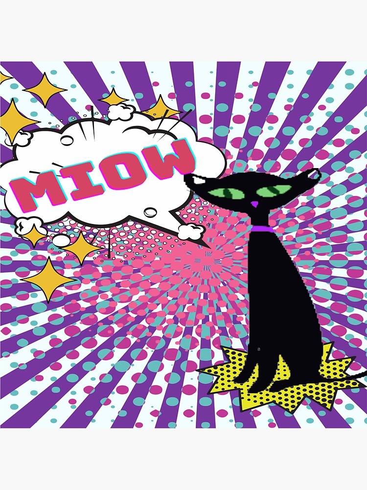 "Miow! Pop Art Cat" Sticker for Sale by LisWilliams | Redbubble