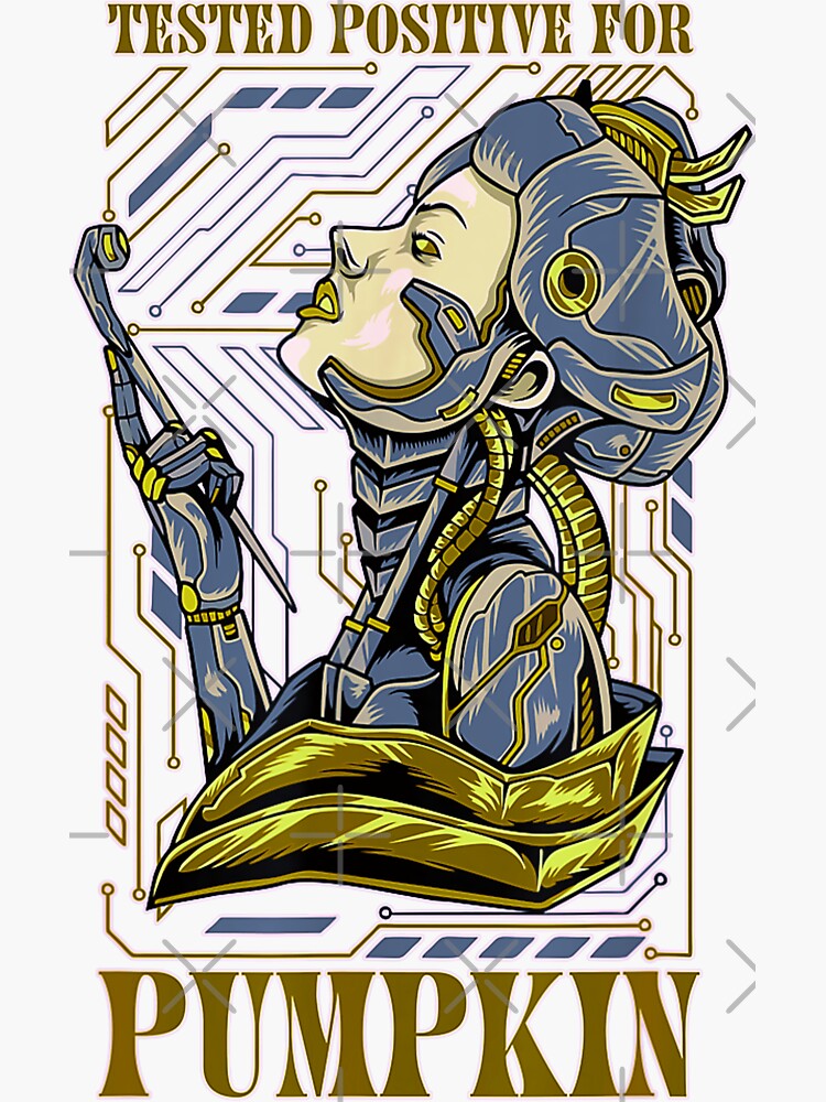 "Funny Mecha Halloween Tested Positive for Pumpkin" Sticker for Sale by ...