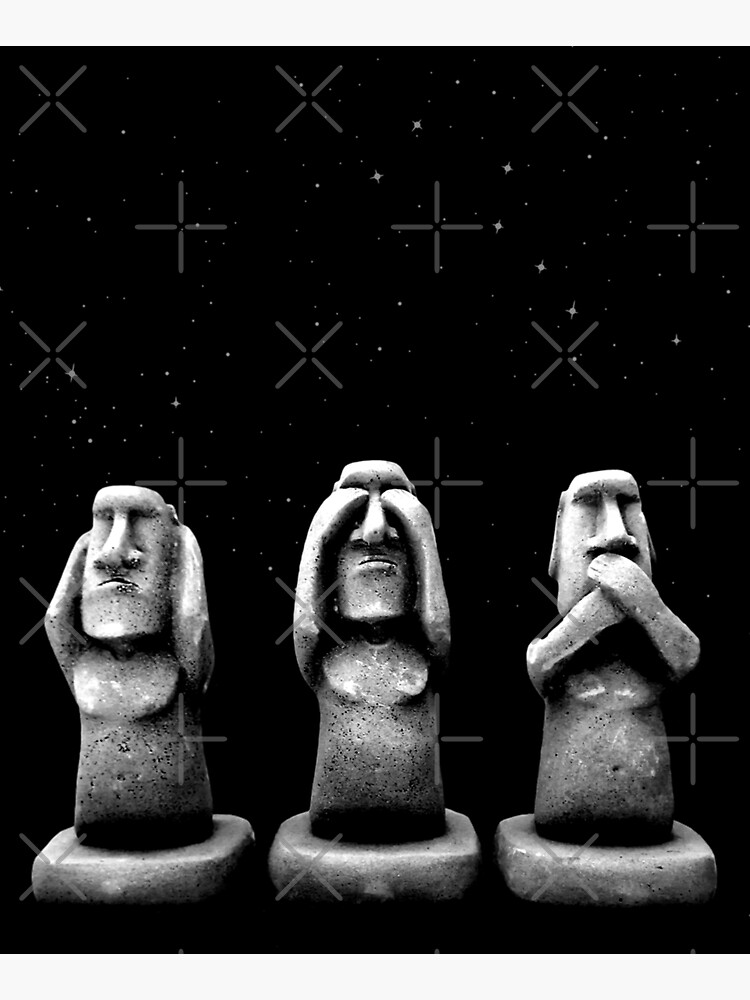 "Three Wise Moai clear night" Sticker for Sale by CrazyTownTees | Redbubble