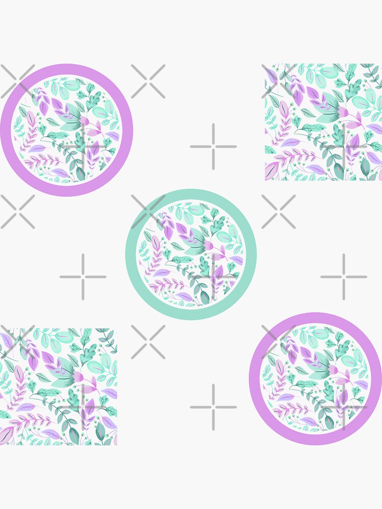 "Pastel Leaves 2 | Multi Pack | Pinky Purple and Green Flowers" Sticker ...