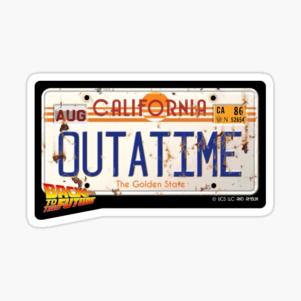 "BACK TO THE FUTURE - LICENSE NUMBER PLATE - TIME MACHINE CAR" Sticker ...