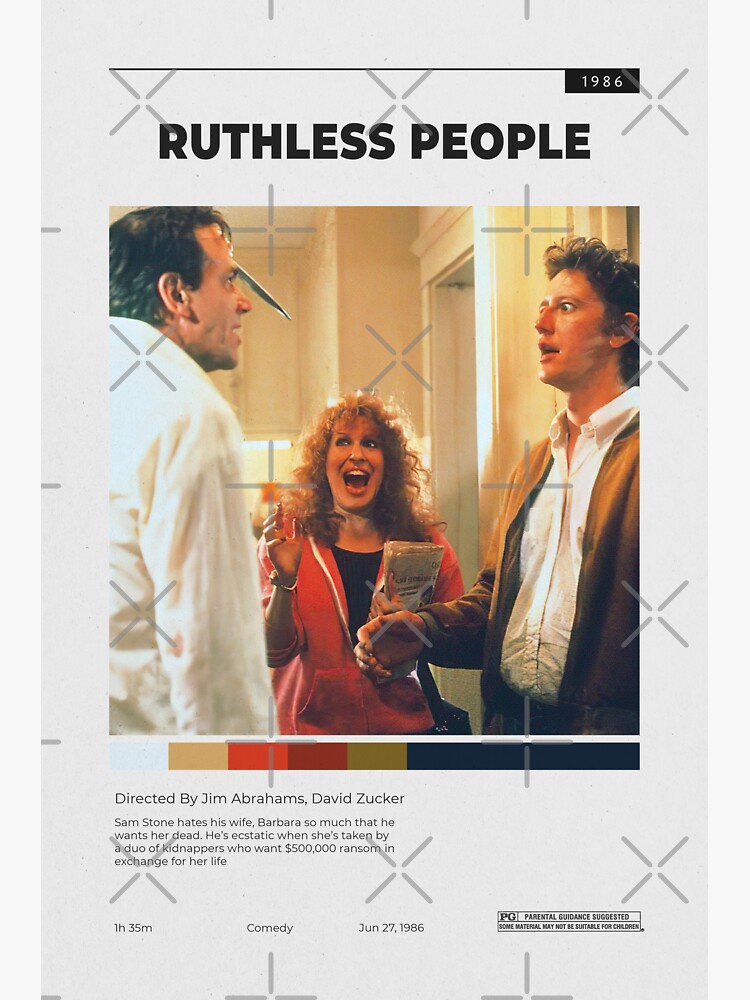 "Ruthless People movie poster 1986, comedy" Sticker for Sale by ...