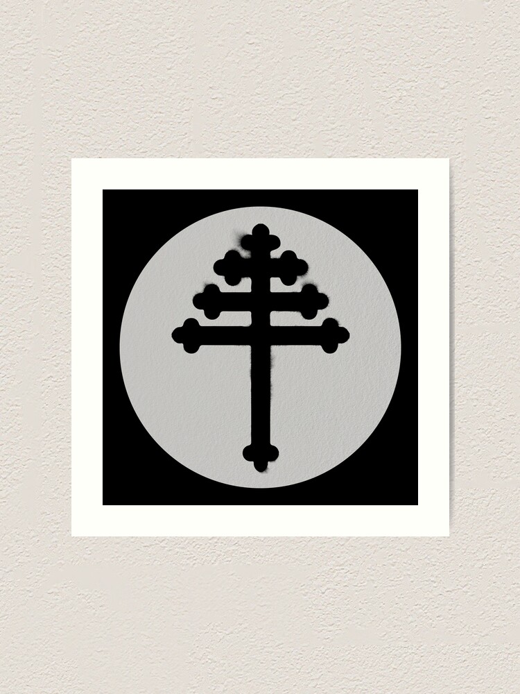 "Maronite cross in paper texture circle with black ink" Art Print for ...