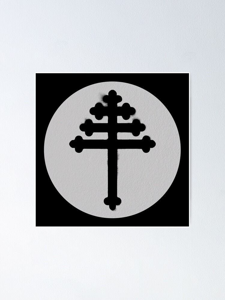 "Maronite cross in paper texture circle with black ink" Poster for Sale ...