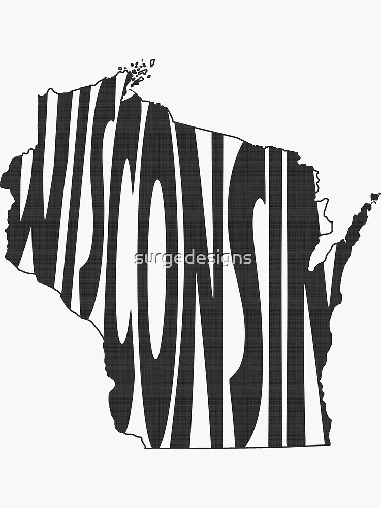 "Wisconsin State Word Art" Sticker for Sale by surgedesigns | Redbubble
