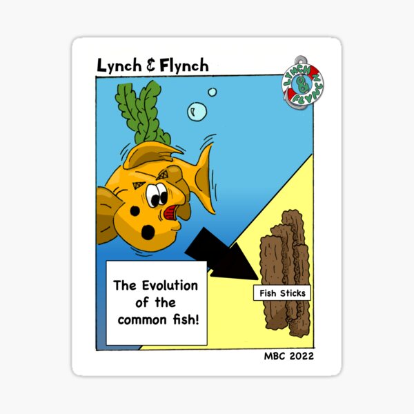 "Evolution of the common Fish" Sticker for Sale by Coranificdesign ...
