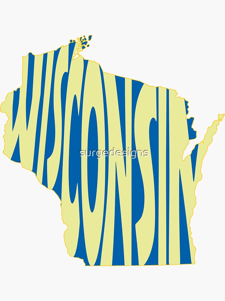 "Wisconsin State Word Art" Sticker by surgedesigns | Redbubble