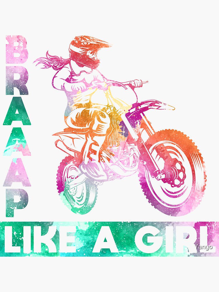 "Braap Like A Girl Funny Motorcycle Girl Moto" Sticker for Sale by ...